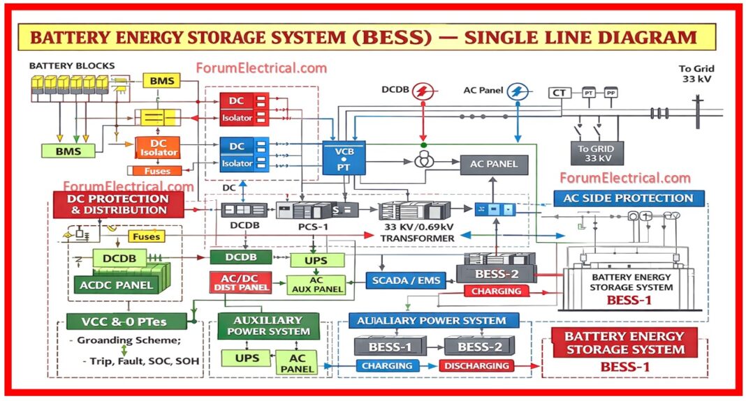 Battery Energy Storage System SLD (Single Line Diagram)
